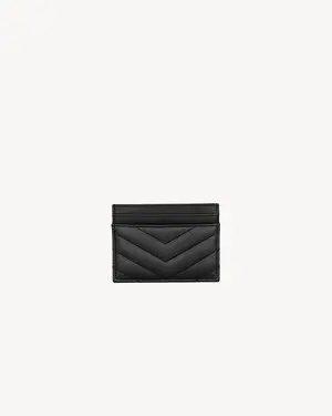 Saint Laurent Cassandre Matelassé Card Case In Grain De Poudre Leather