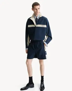 Saint Laurent Embroidered Cotton Jacket - Navy/mastic