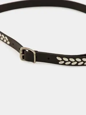 LEMAIRE Almond Stud Belt - Brown
