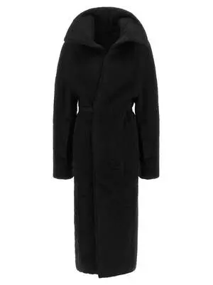 Rick Owens Dracucollar Belted' Coat - Black