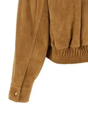 Versace Suede Blouson With Medusa Snap Buttons