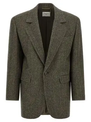 Saint Laurent Single-breasted Herringbone Blazer