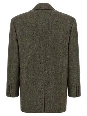 Saint Laurent Single-breasted Herringbone Blazer