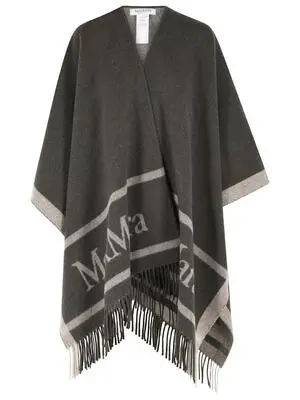 Max Mara Hilde' Jacquard Wool Poncho - Green