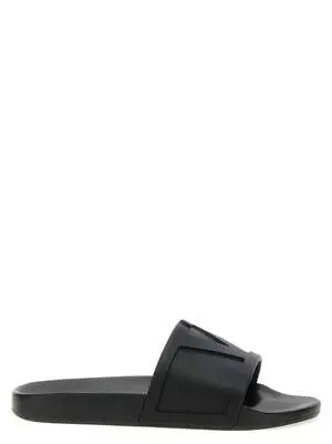 Valentino Garavani Coolside Embossed Logo Rubber Slides - Black