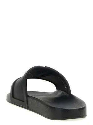 Valentino Garavani Coolside Embossed Logo Rubber Slides - Black