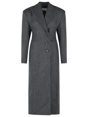 Andamane Ottavia Melange Wool Blend Coat With Peak Lapels