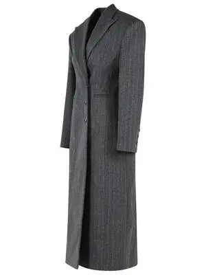 Andamane Ottavia Melange Wool Blend Coat With Peak Lapels