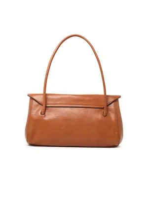 Marni Calfskin Leather Shoulder Bag With Turn Lock Closure - Brown