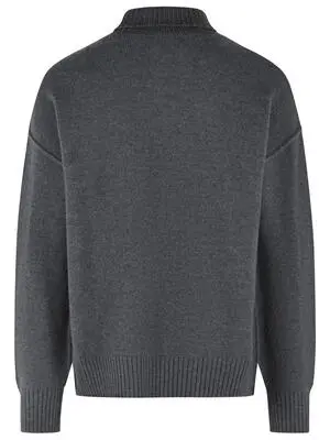 AMI Paris Virgin Wool Turtleneck Sweater With Contrast Logo