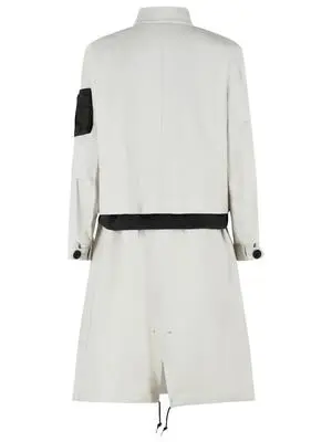 Sacai Wool Coat With Raised Neck And Drawstring Hem