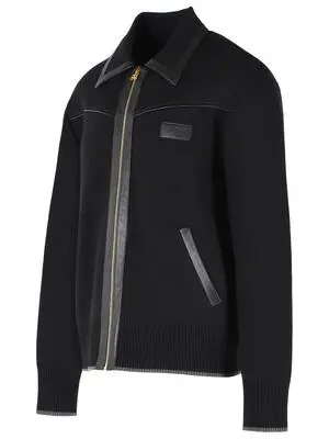 Amiri Wool Zip-up Jacket With Leather Details