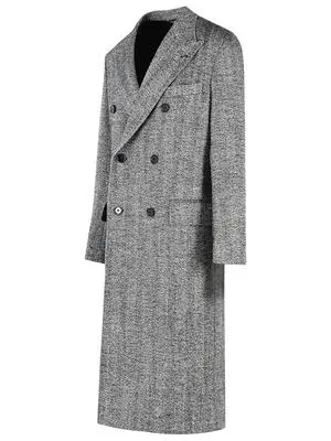 Dolce & Gabbana Fantasia' Long Grey Virgin Wool Coat
