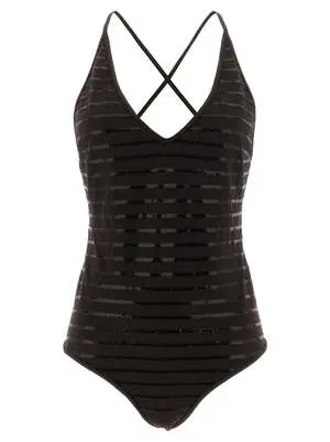 Brunello Cucinelli Dazzling Stripes One-piece Swimsuit - Brown