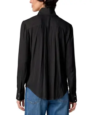 LIVERPOOL High Collar Tuxedo Shirt - Black