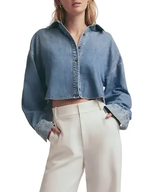 FAVORITE DAUGHTER The Crop Ex Boyfriend Denim Shirt - Goa