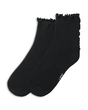 UGG Karsyn Lettuce Edge Quarter Socks - Black
