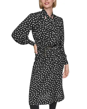 Sonia Rykiel Paris Printed Bow Tie Belted Wrap Dress