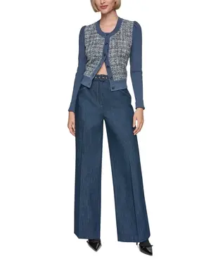 Sonia Rykiel Paris Tweed Front Ribbed Jacket