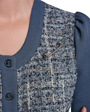Sonia Rykiel Paris Tweed Front Ribbed Jacket