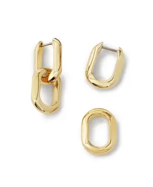ANA LUISA Eve Link Hoops Plated Statement Earrings