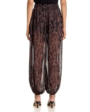 Aqua Animal Print Balloon Pants