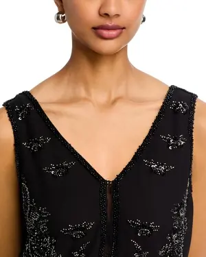 Aqua Embellished V-neck Top
