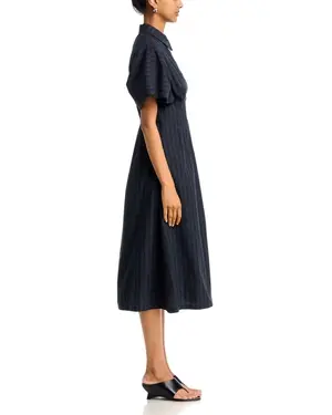 Aqua Stripe Panel Waist Midi Dress