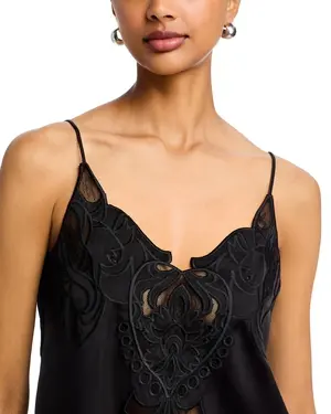 Aqua Lace Satin Inset Camisole - Black