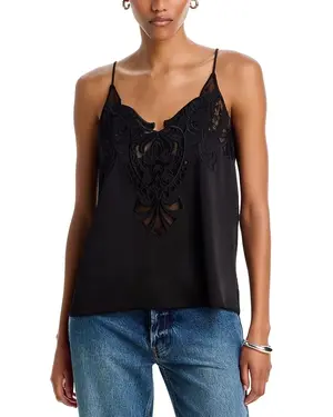 Aqua Lace Satin Inset Camisole - Black