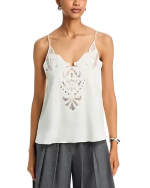Aqua Lace Satin Inset Camisole - Ivory
