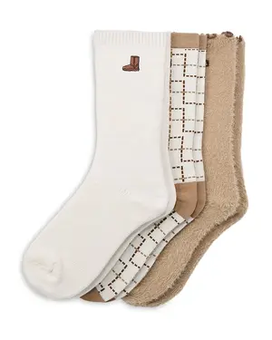 UGG Classic Crew Socks Pack Of 3 - Cream/chestnut/brown