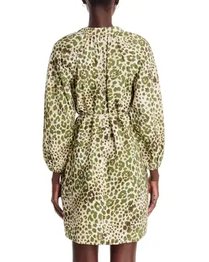 Tommy Bahama Leopard Print 3/4 Sleeve Tie Waist Dress