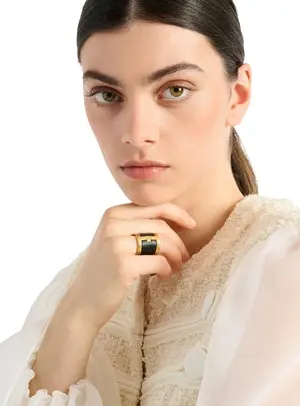 Balmain Anthem Ring In Brass And Resin