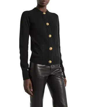 Balmain Cashmere Button Detailed Cardigan - Black