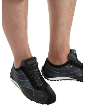 Balmain Racing Low Trainers In Nylon And Leather - Black