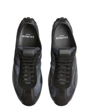 Balmain Racing Low Trainers In Nylon And Leather - Black