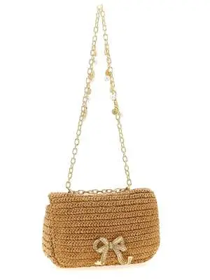 SELF-PORTRAIT Raffia Bow Charm' Shoulder Bag
