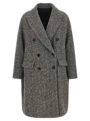 Brunello Cucinelli Dazzling' Chevron Coat - Gray