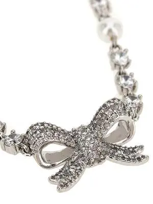 SELF-PORTRAIT Crystal Pearl Bow' Necklace