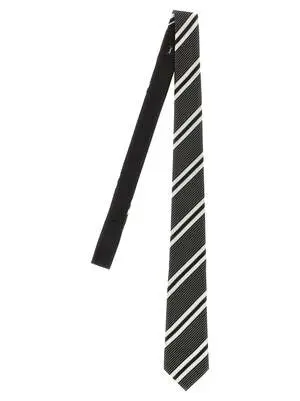 Saint Laurent Jacquard Diagonal Striped Tie - Multicolor