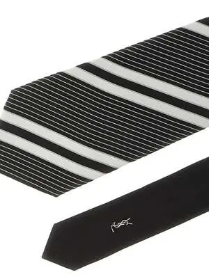 Saint Laurent Jacquard Diagonal Striped Tie - Multicolor