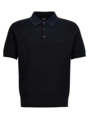 Brioni Woven Knit Polo Shirt - Blue