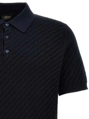 Brioni Woven Knit Polo Shirt
