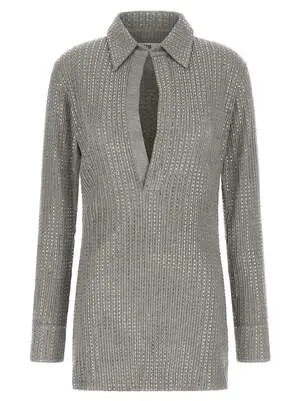 Attico Rhinestone Dress - Gray