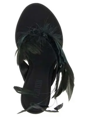 Paris Texas Lidia Feather Thong Mules - Black