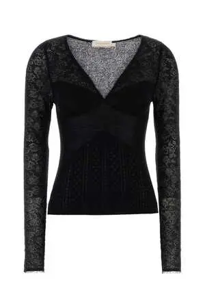 Zimmermann ZIMMERMANN Pointelle Lace V-Neck Top Black