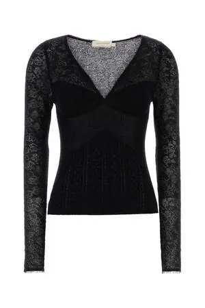 Zimmermann Pointelle Lace V-neck Top - Black