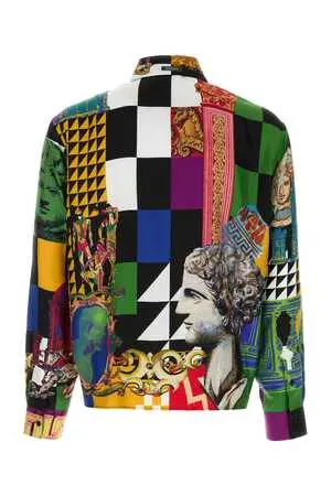 Versace Informal Shirt Silk Twill Print Medusa Collage