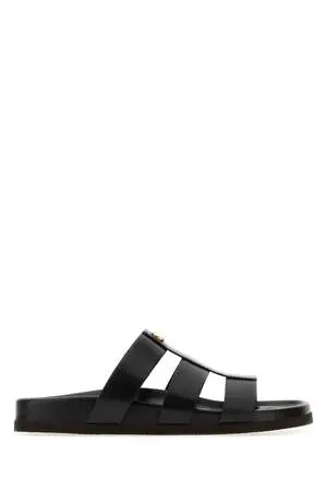 Valentino Garavani Leather Vlogo Slippers